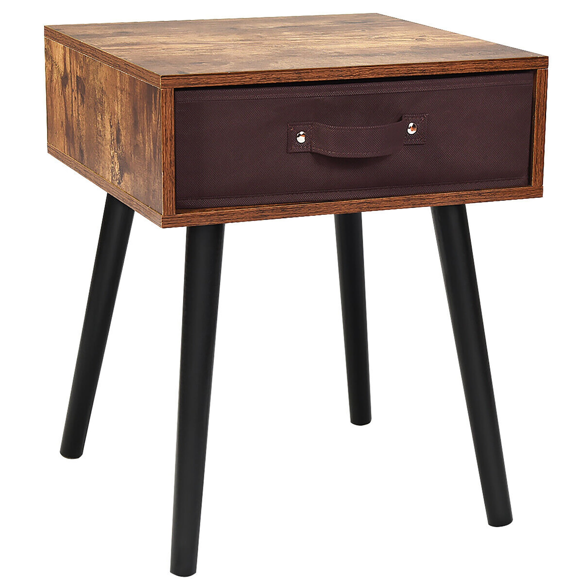 Giantex End Table, Accent Bedside Table W/ 1 Removable Fabric Drawer ...