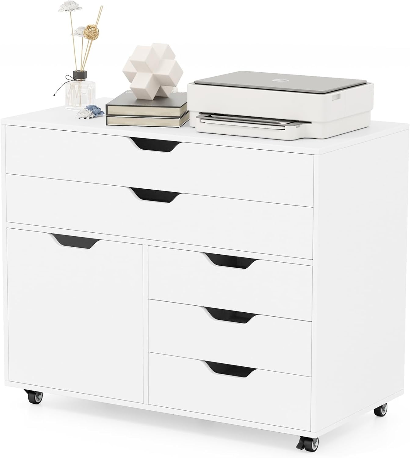 Giantex File Cabinet, Rolling Lateral Filing Cabinet with 2 Large ...