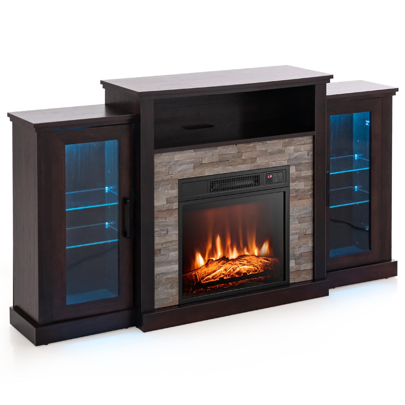Giantex Fireplace TV Stand w/LED Lights & Smart APP Control for TVs up ...