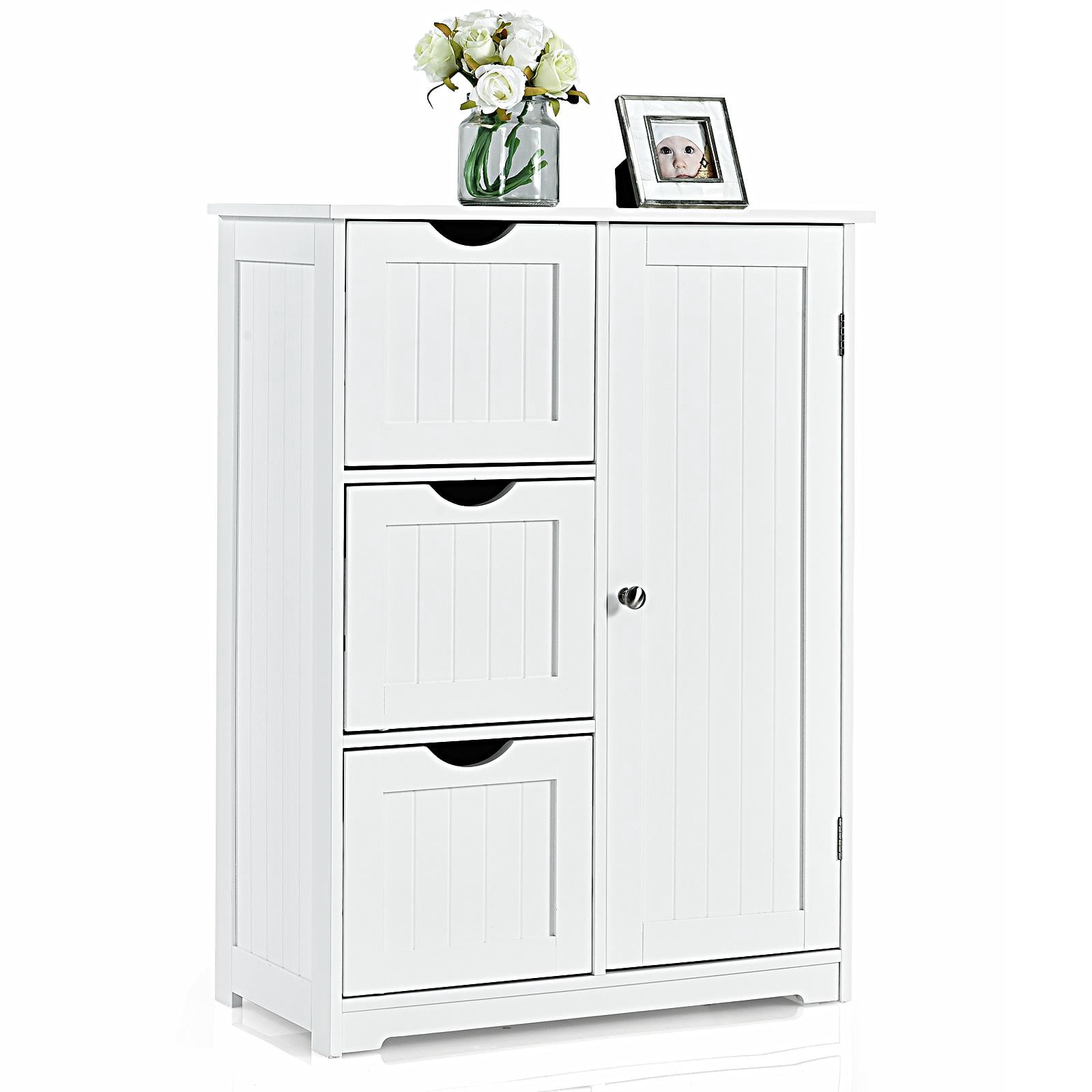 Giantex Floor Cabinet, Storage Cabinet w/3 Drawers & 1 Cupboard, Great ...
