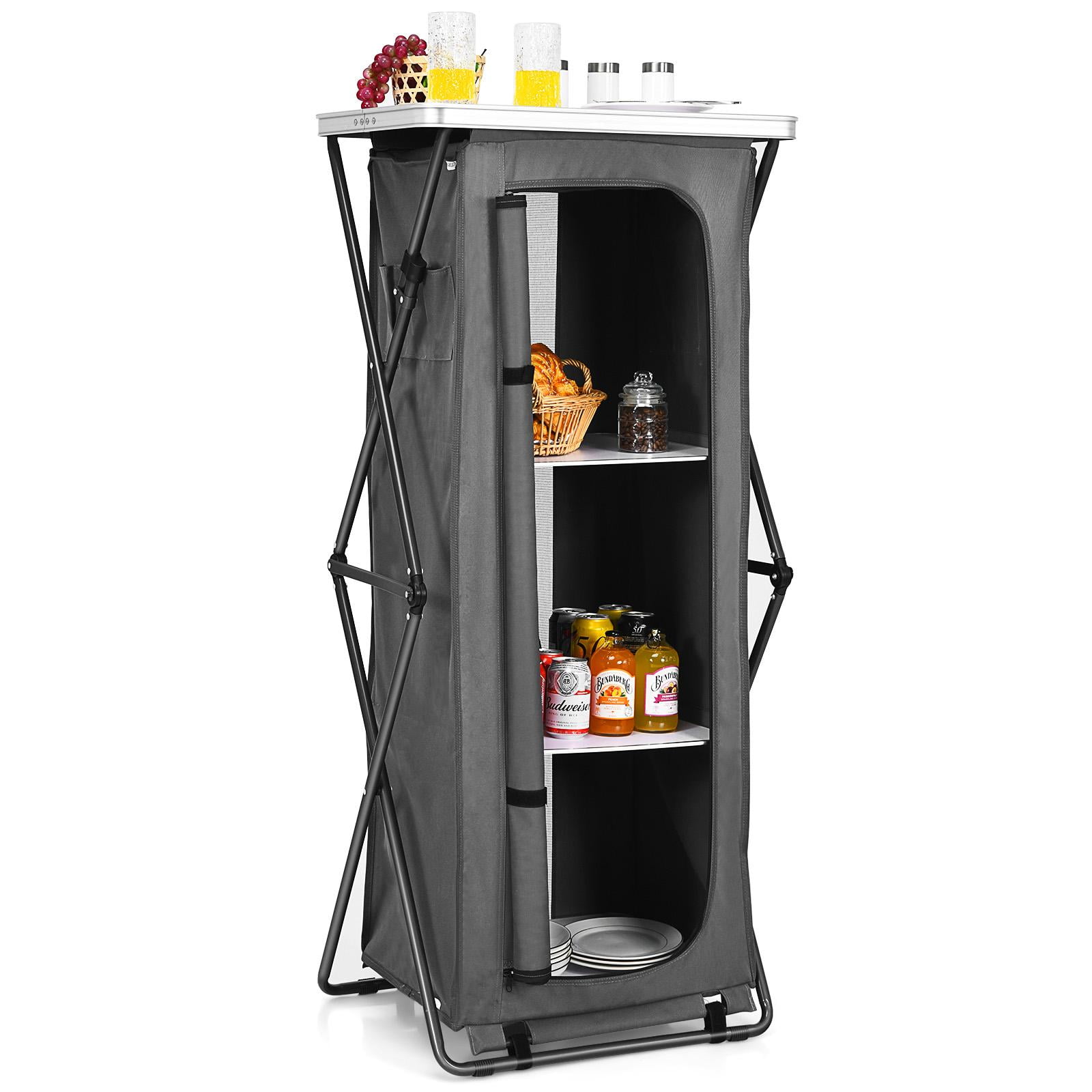 Giantex Folding Camping Storage Cabinet, Portable Camping Organizer w ...