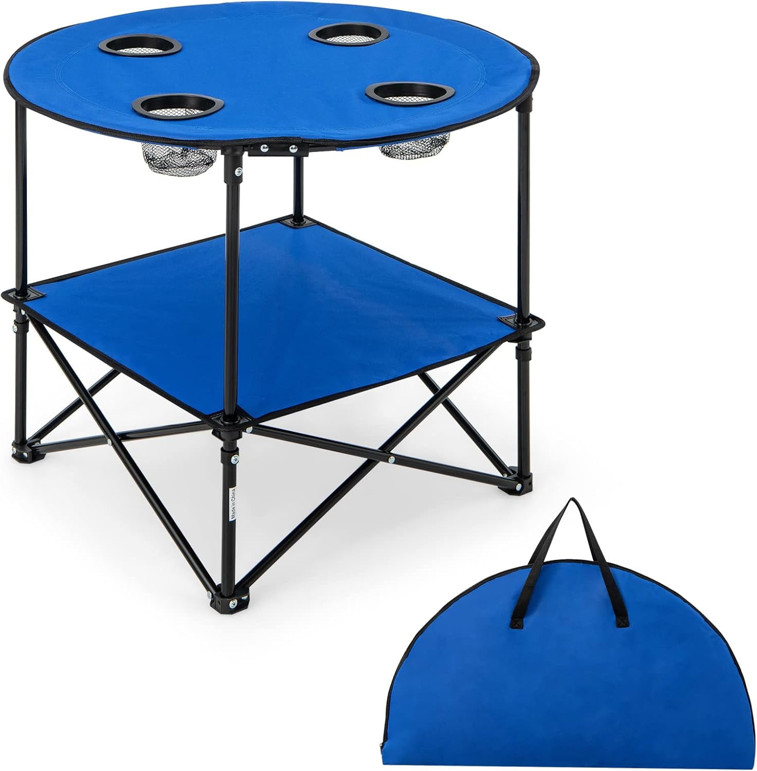 Giantex Folding Camping Table, 2-Tier Portable Picnic Table w/Carrying ...