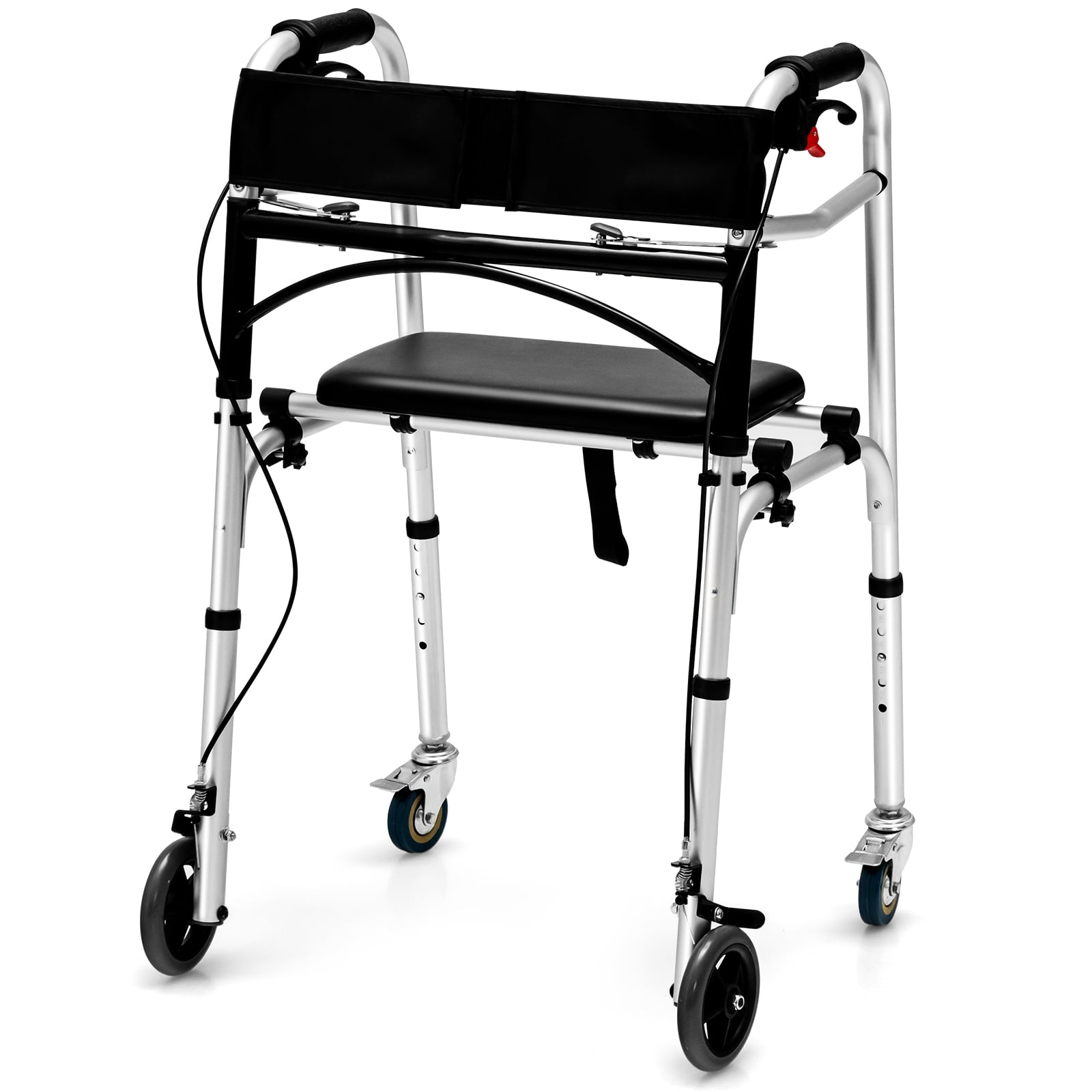 Giantex Folding Walker for Seniors, Height Adjustable Rolling Walker ...
