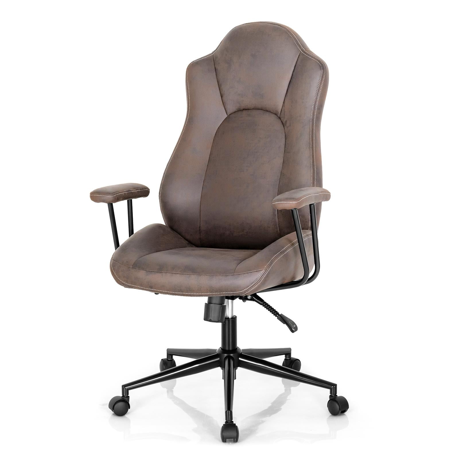 Giantex High-Back Home Office Desk Chair, Ergonomic Leathaire Task ...