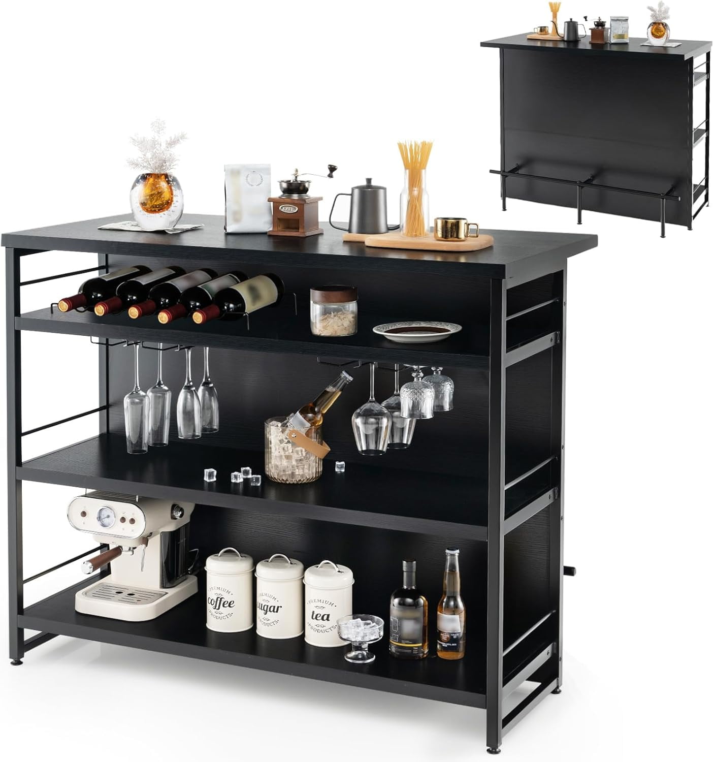 Giantex Home Bar Unit, 4 Tier Liquor Bar Table with Footrest, Wine ...