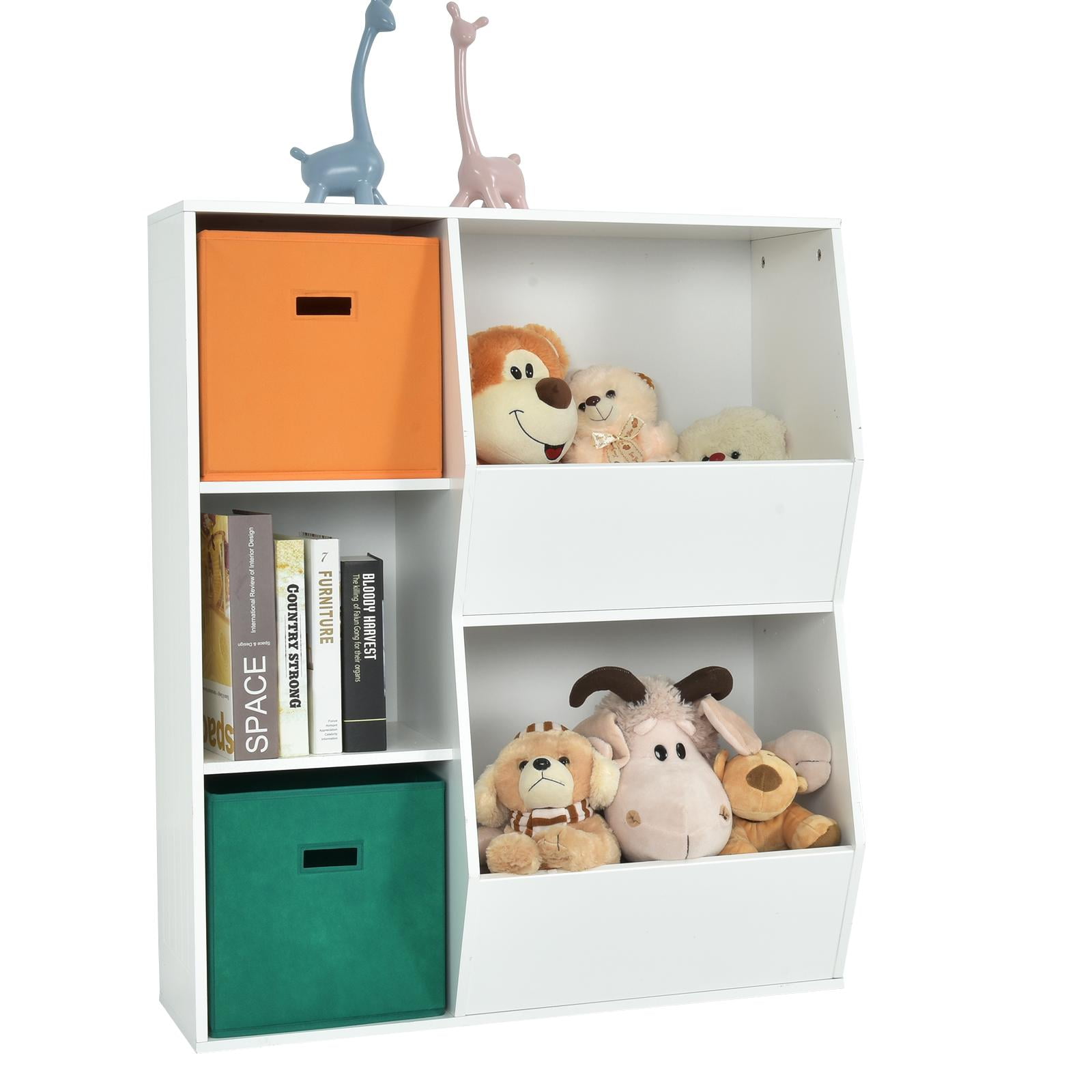 Giantex Kids Toy Storage Organizer & Bookshelf, Wooden Bookcase with 5 ...