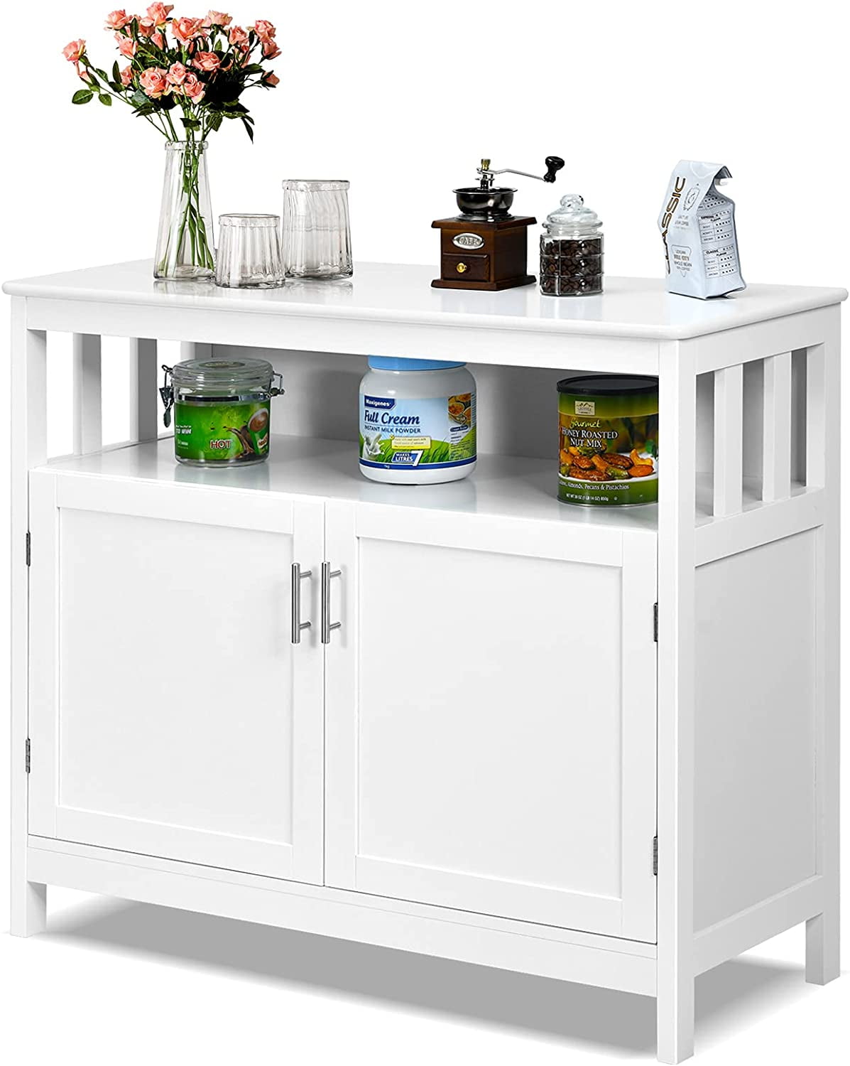 Giantex Kitchen Buffet Sideboard, Wooden Storage Server Cupboard ...