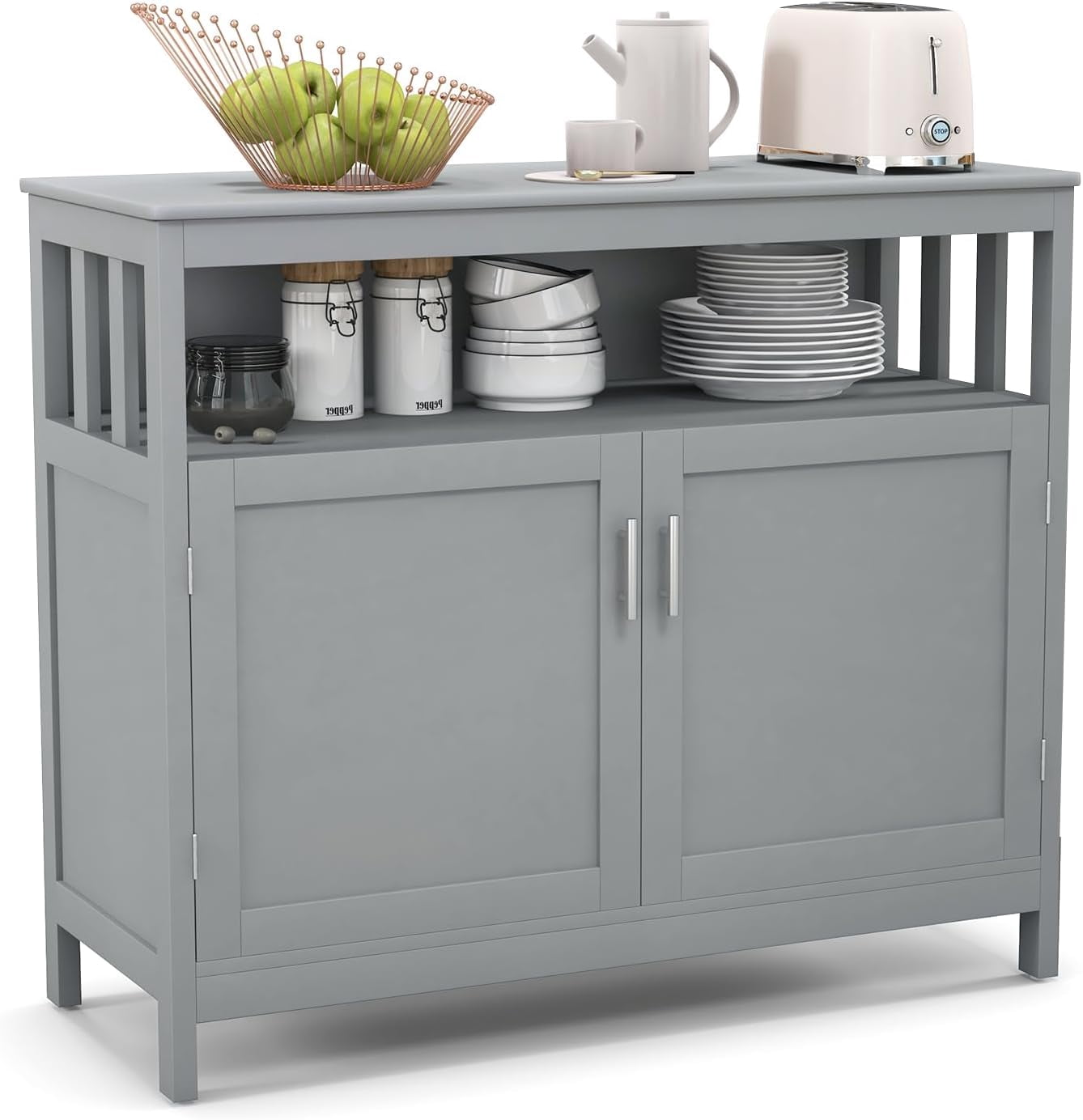 Giantex Kitchen Buffet Sideboard, Wooden Storage Server Cupboard ...