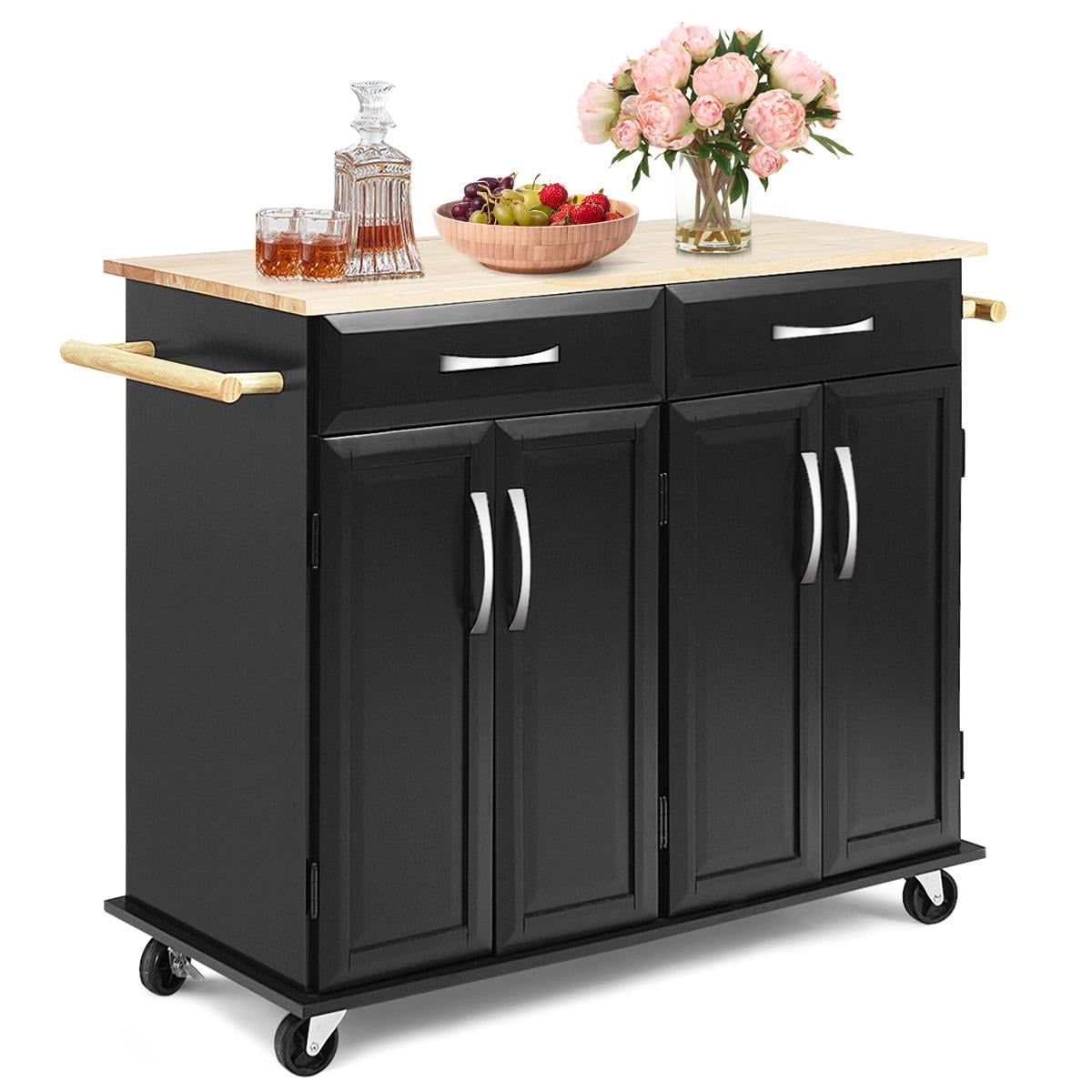 Giantex Kitchen Island Cart, Rolling Trolley Cart Utility Cabinet w ...