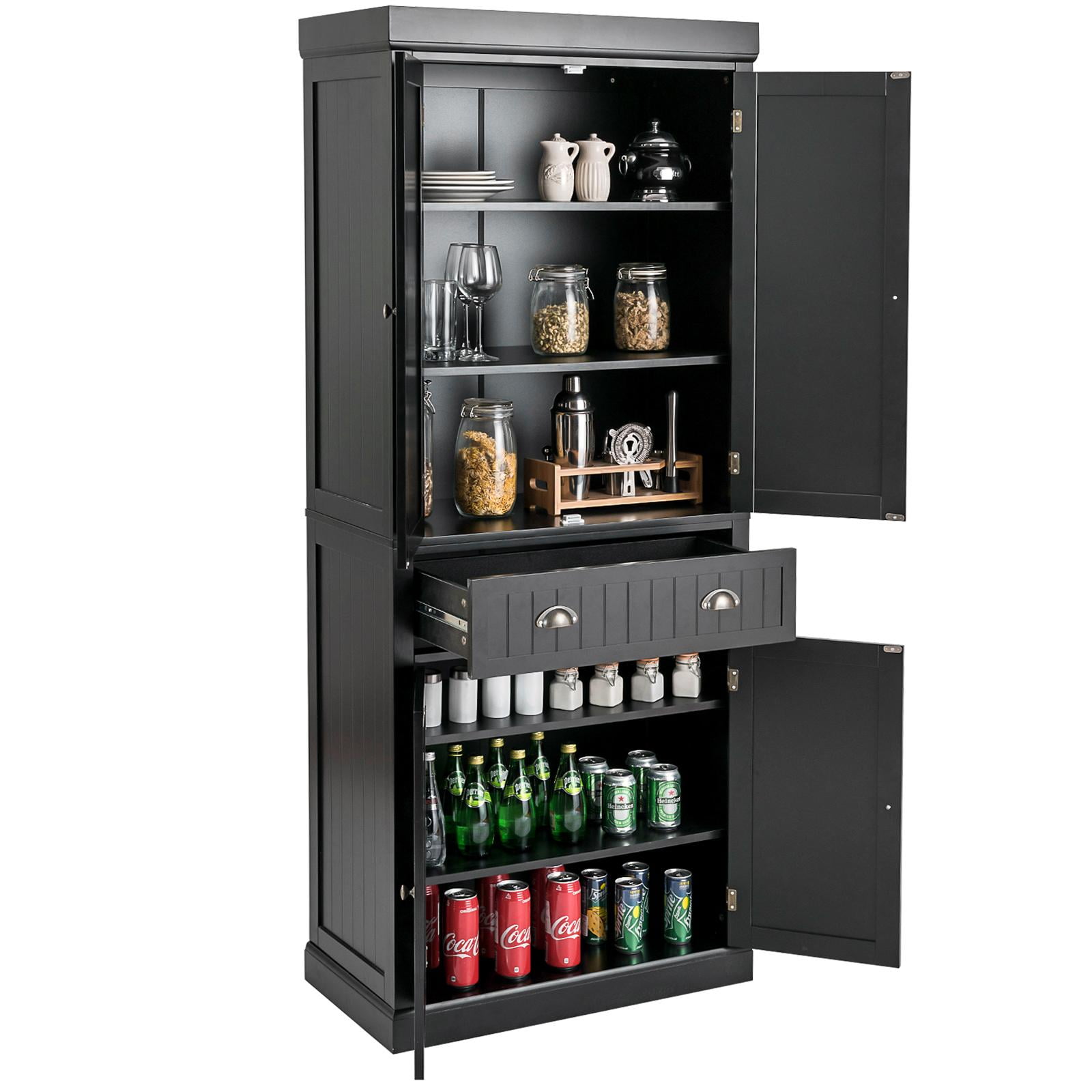Giantex Kitchen Pantry Cabinet, Freestanding Adjustable Cabinet w/Doors ...