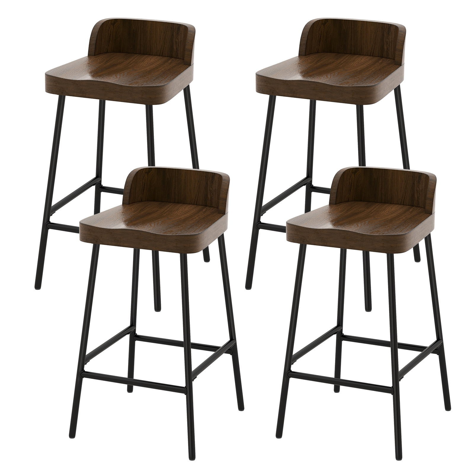 Giantex Low Back Bar Stool w/Curved Seat, Industrial Breakfast Counter ...