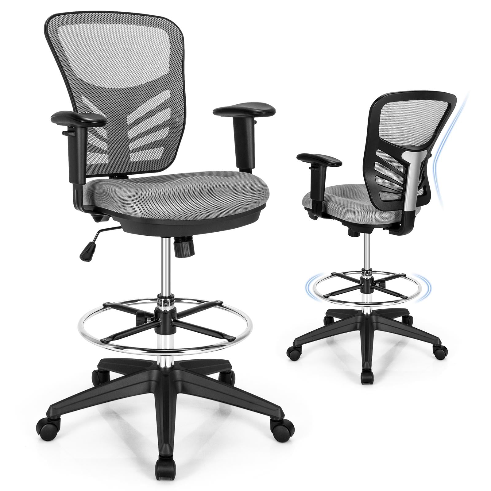 Giantex Mesh Drafting Chair, Comfortable Office Chair w/Adjustable ...
