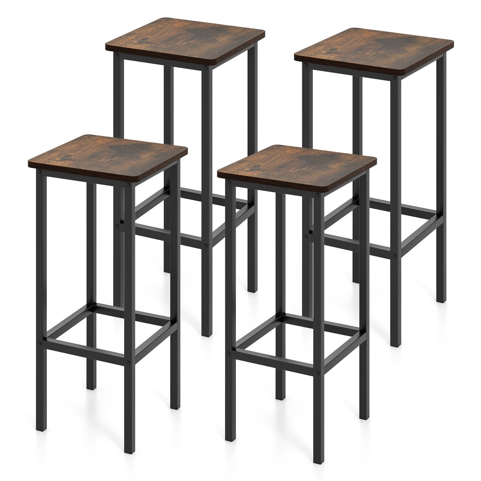 Giantex Metal Bar Stools, Backless Barstools w/Footrest, Industrial ...