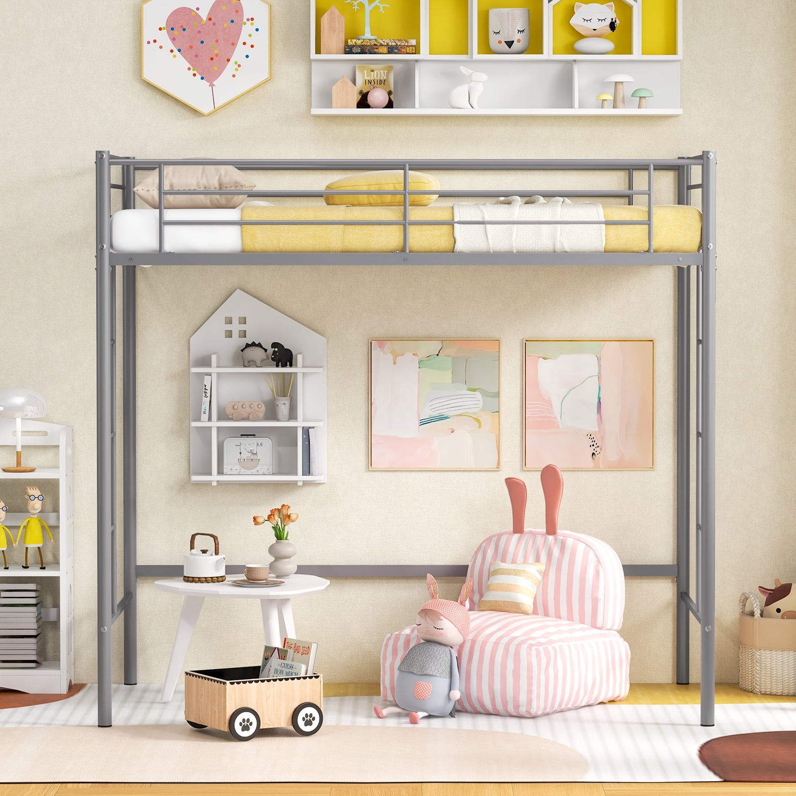 Giantex Metal Loft Bed Twin Size, Heavy Duty Loft Bed Frame, Space ...