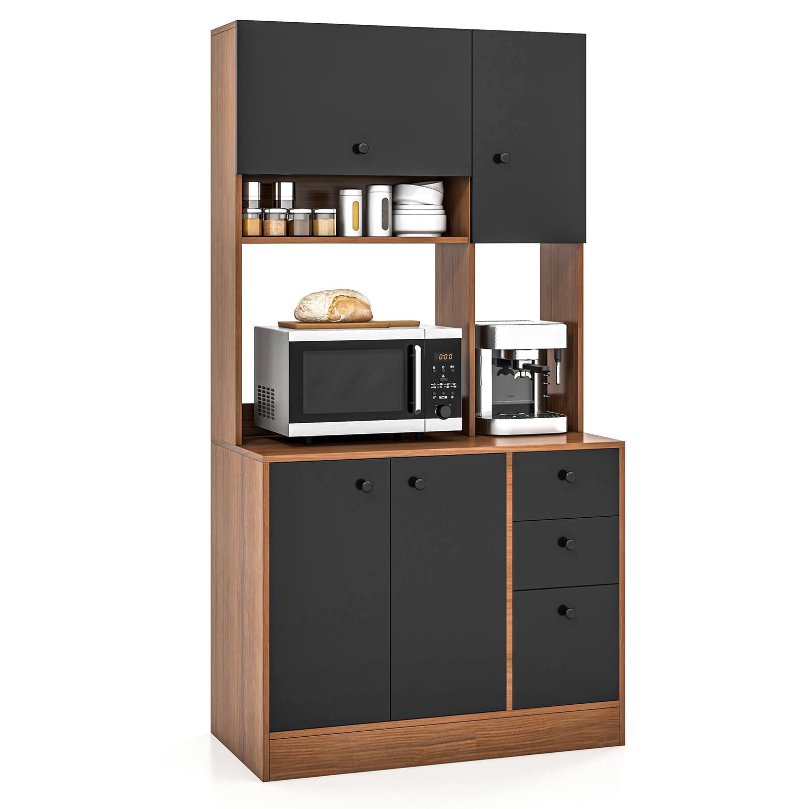 Giantex Microwave Stand Cabinet, Freestanding Kitchen Storage Pantry ...