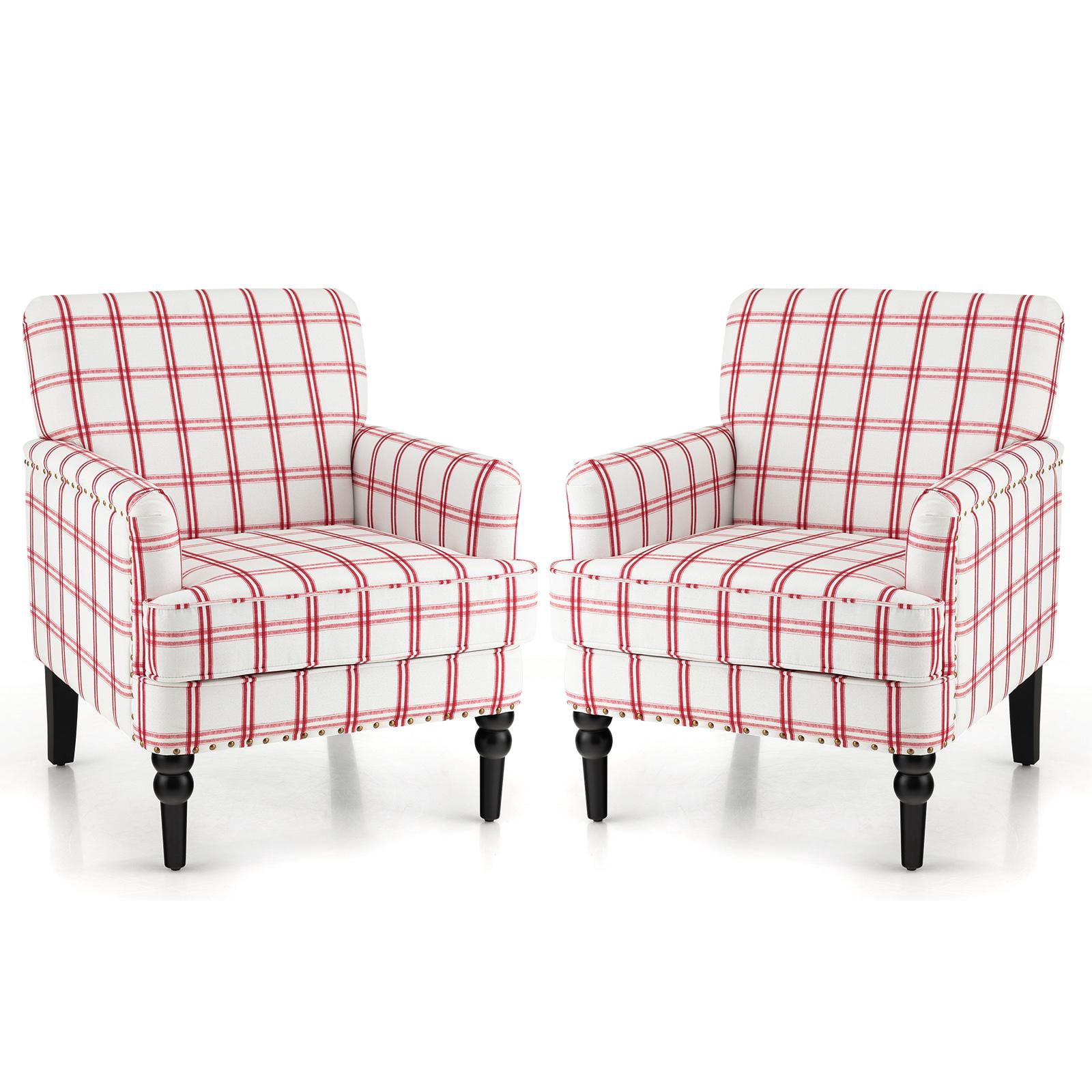 Giantex Mid-Century Modern Accent Chair, Upholstered Nailed Sofa, Comfy ...