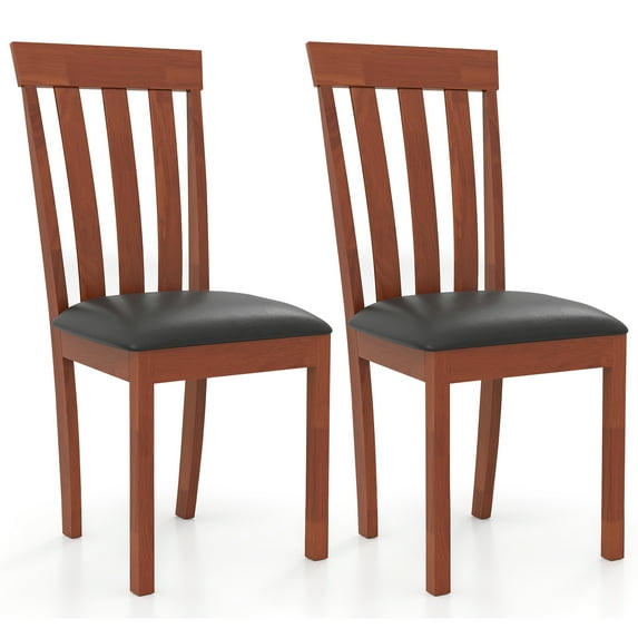 Giantex Mid Century Upholstered Dining Chairs, Rubber Wood Frame ...