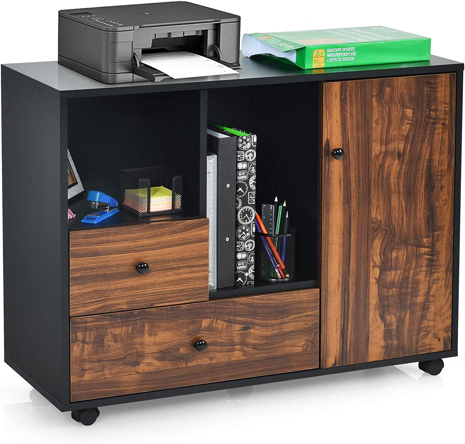 Giantex Mobile Filing Cabinet 2 Drawers, Large Storage Cabinet, Printer ...