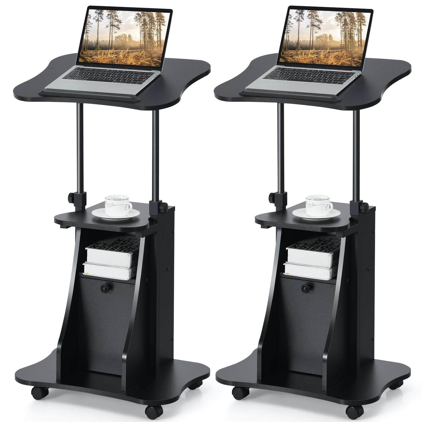 Giantex Mobile Sit to Stand Desk, Height Adjustable Standing Desk w ...