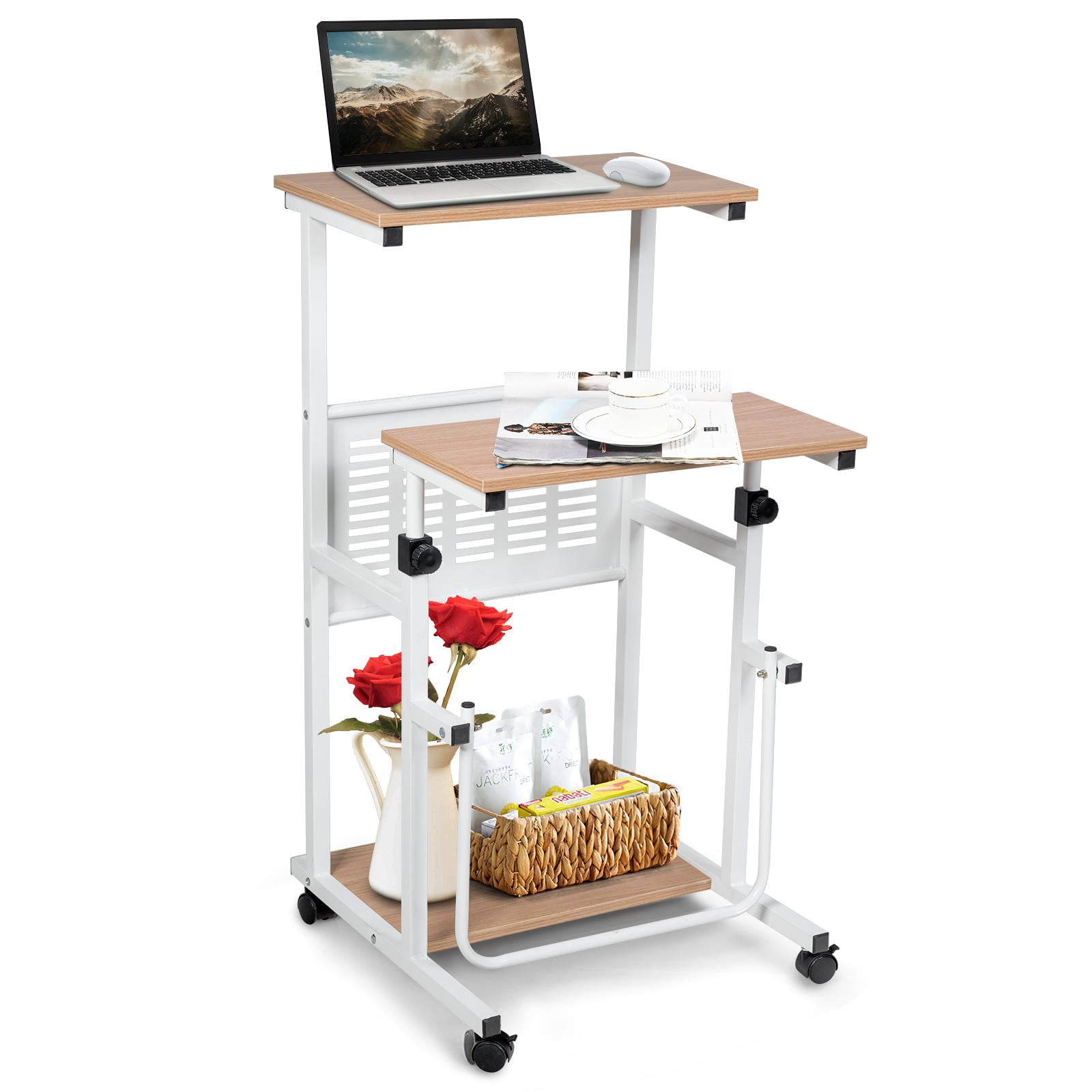 Free Shipping! Giantex Mobile Standing Desk, Height Adjustable Laptop ...