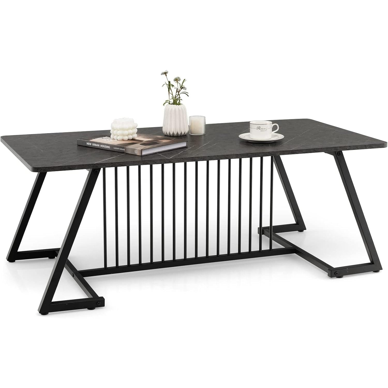 Giantex Modern Coffee Table, 48" x 24" Rectangular Coffee Table with ...