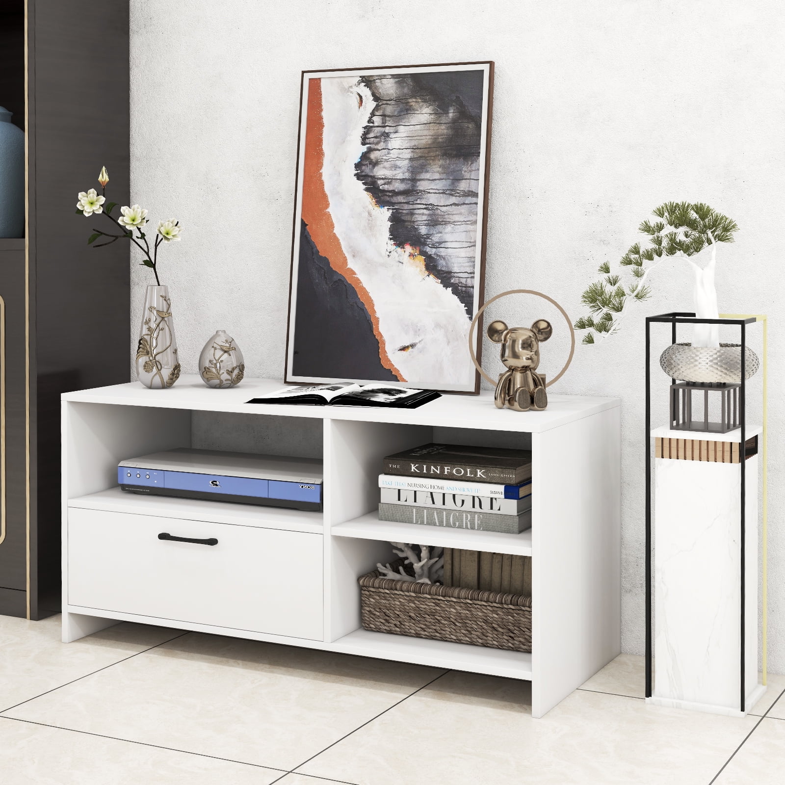 Giantex Modern TV Stand w/Storage, Entertainment Center, Fits TV up to ...