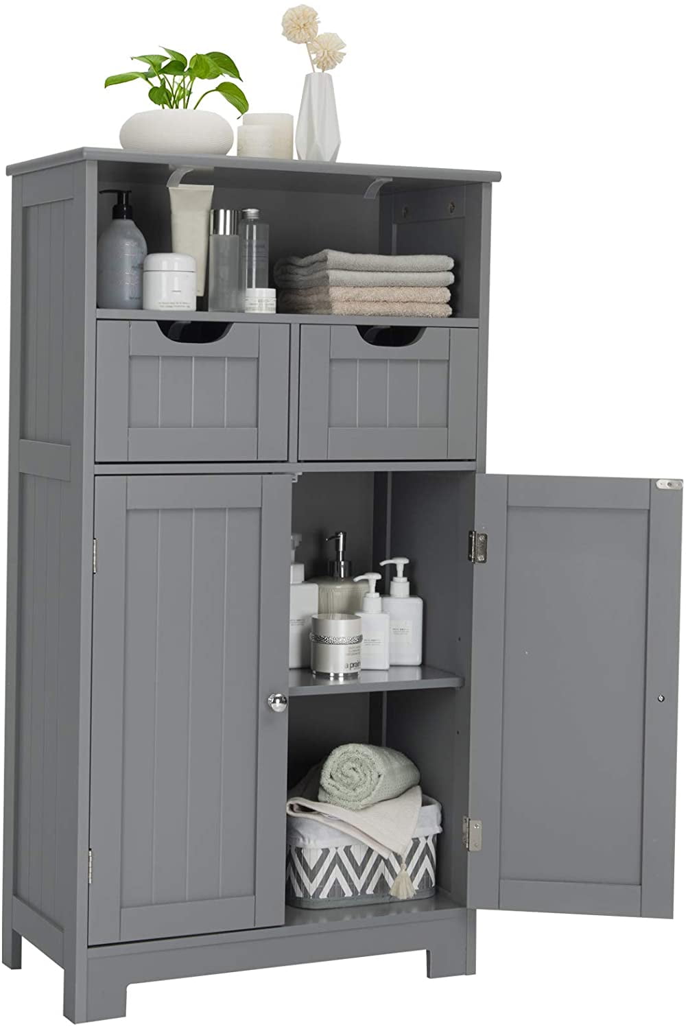 Giantex Storage Cabinet, Bathroom Unit with Adjustable Shelf, Removable ...