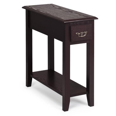 Tribesigns 2-Drawer End Table, Slim Solid Side Table with Small Storage ...