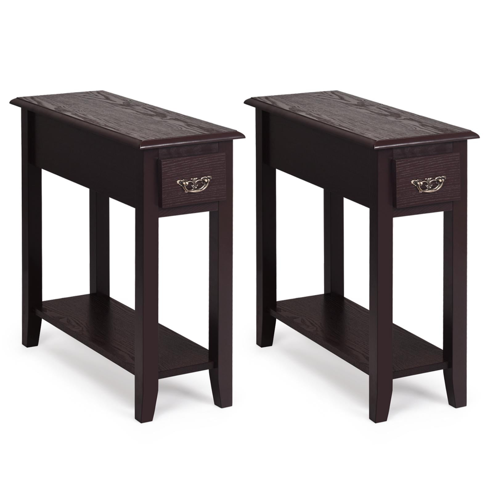 Giantex Narrow End Table, Slim Side Table w/Drawer, ightstand Bedside ...