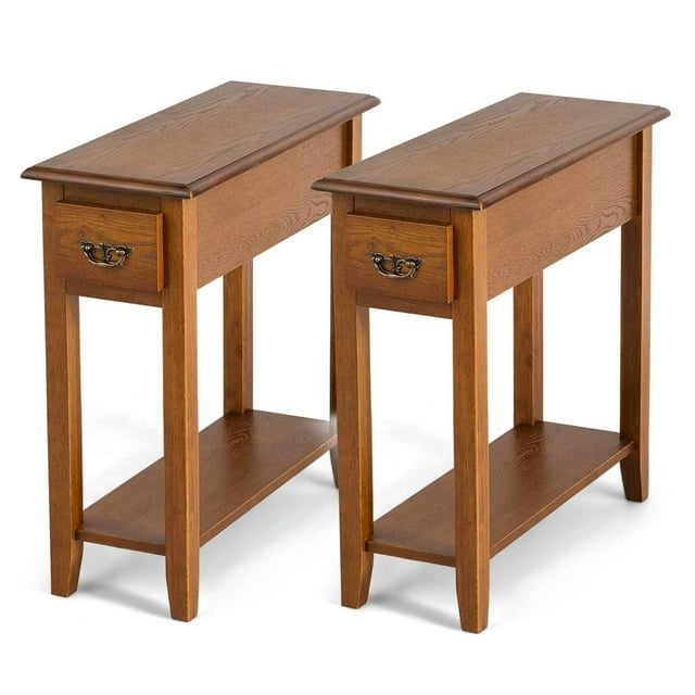 Giantex Narrow End Table, Slim Side Table w/Drawer, ightstand Bedside ...