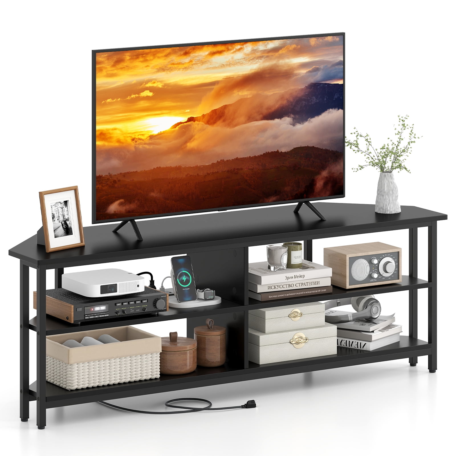 Giantex Nightcore Corner TV Stand, Entertainment Center for 65" TV ...