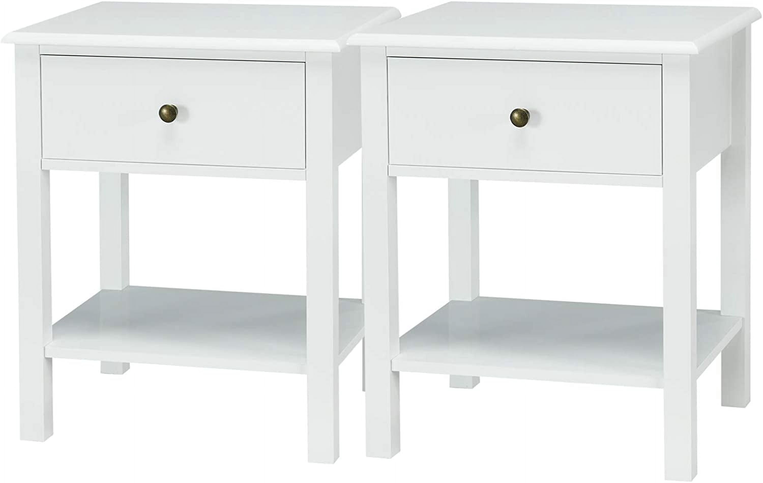Giantex Nightstand, 2-Tier End Table with Drawer and Open Storage Shelf ...