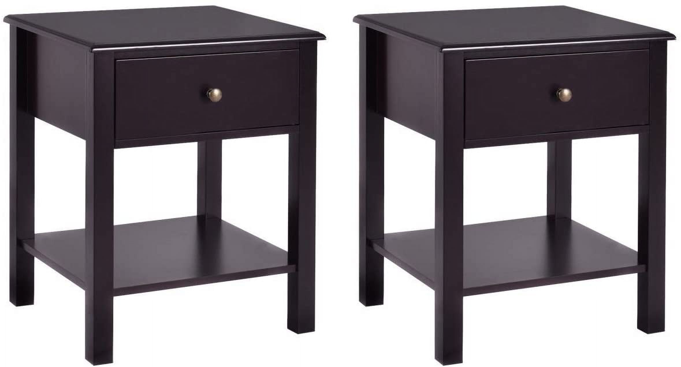 Giantex Nightstand, 2-Tier End Table with Drawer and Open Storage Shelf ...