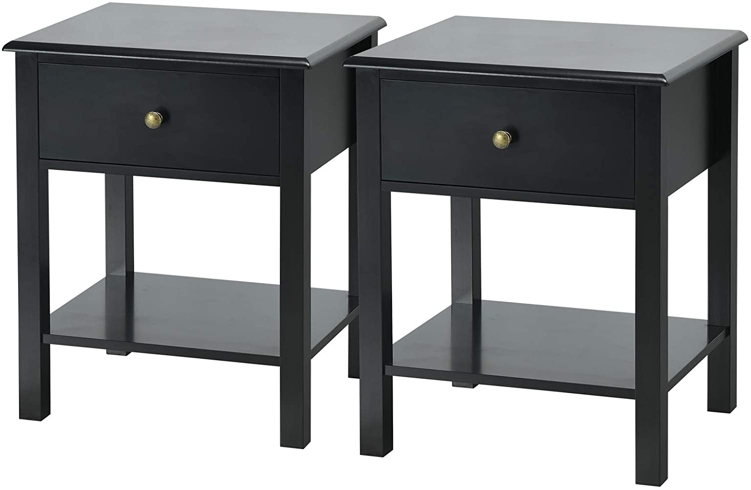 Giantex Nightstand, 2-Tier End Table with Drawer and Open Storage Shelf ...