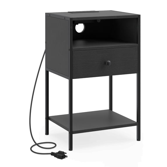 Giantex Nightstand w/USB Ports & Outlets, Bedside Table w/Storage ...