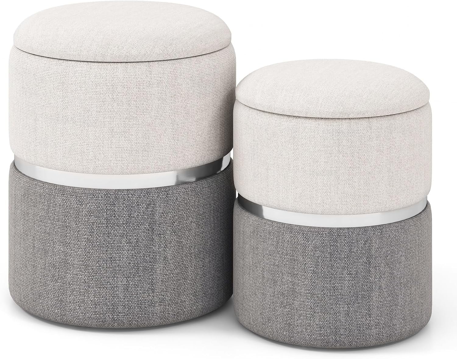Giantex Ottoman with Storage - Set of 2 Storage Ottomans, 1 Large & 1 ...