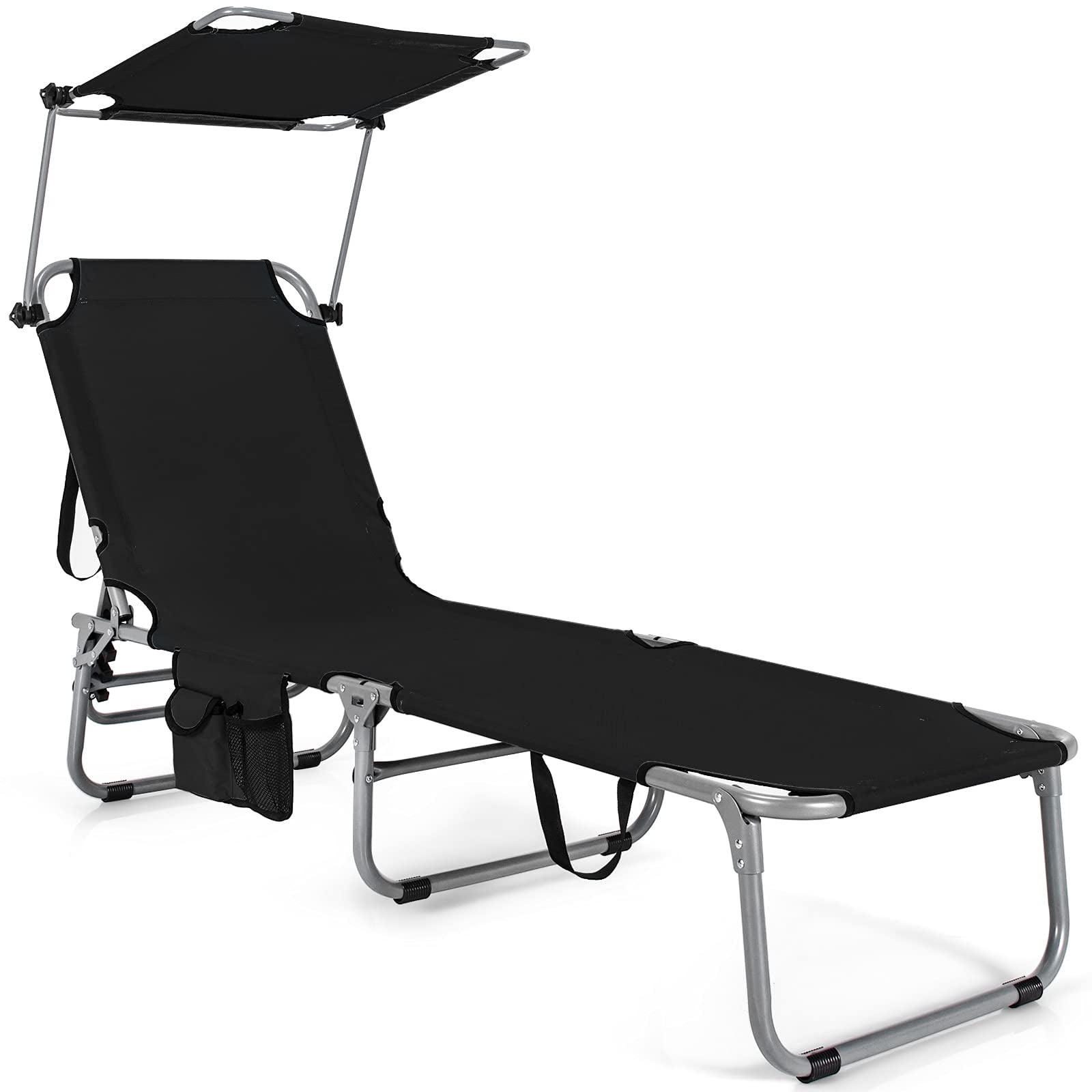 Giantex Outdoor Folding Chaise Lounge, Portable Tanning Chair with 5 ...