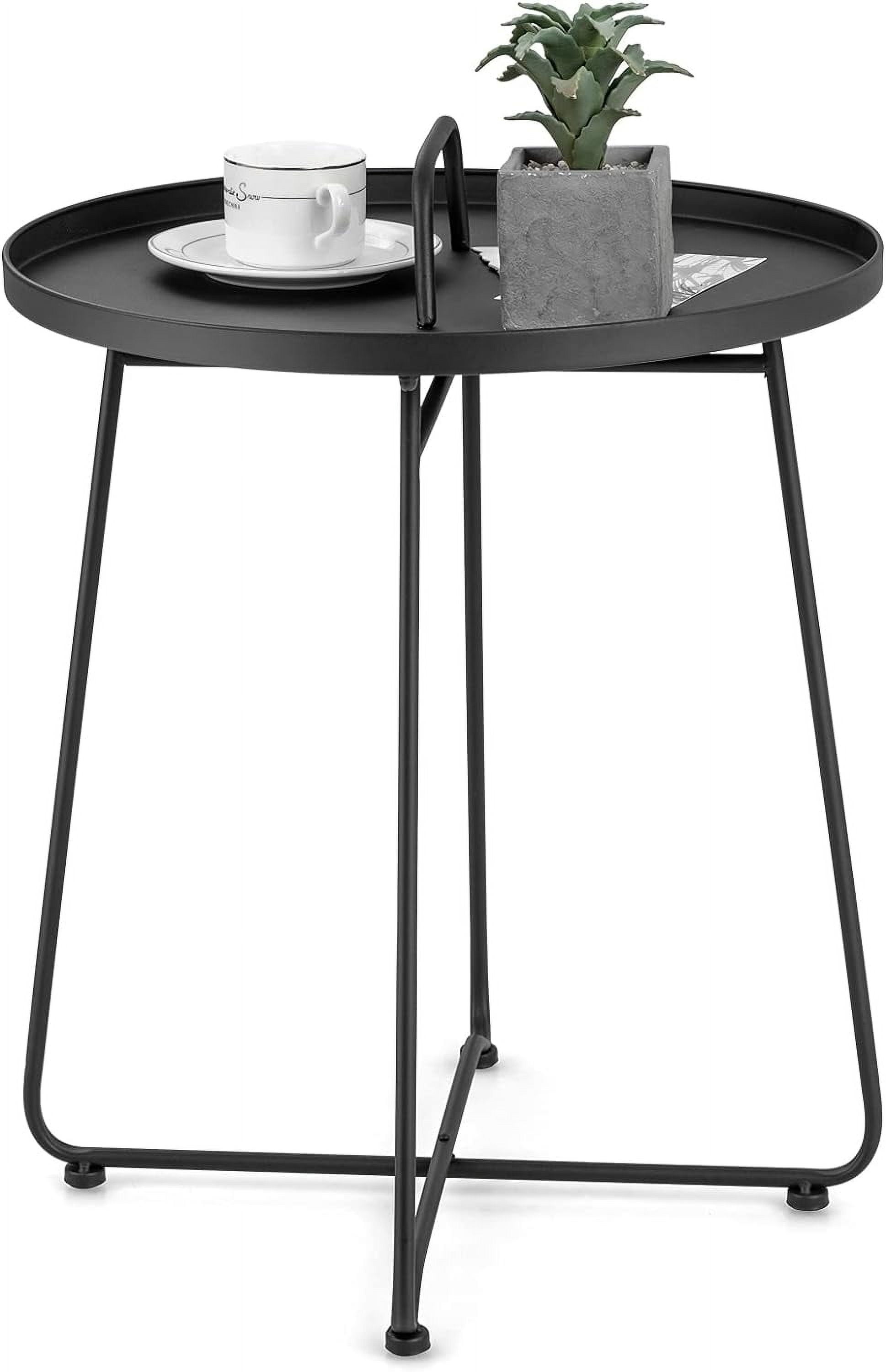 Giantex Outdoor Side Table with Handle - Metal Patio End Table, Small ...