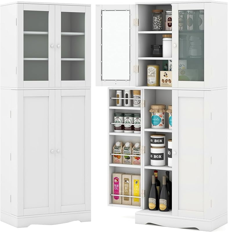 Giantex Pantry Organizers and Storage, 63.5” Tall Kitchen Cabinet, Food ...
