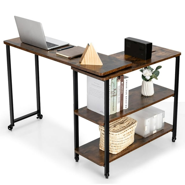 Giantex Patented Large Free Rotating Sofa Side Table, Mobile Couch Desk ...