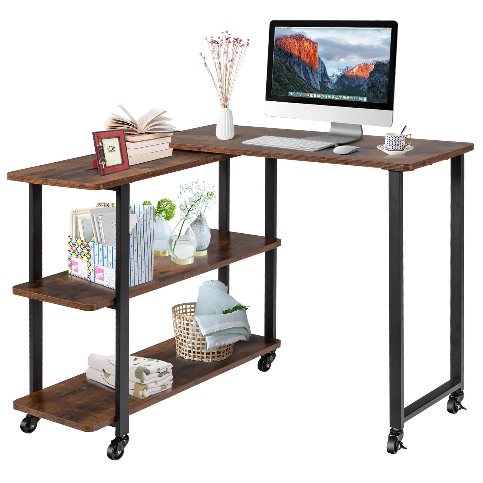 Giantex Patented Rotating Couch Side Table, L-Shaped Sofa End Table ...