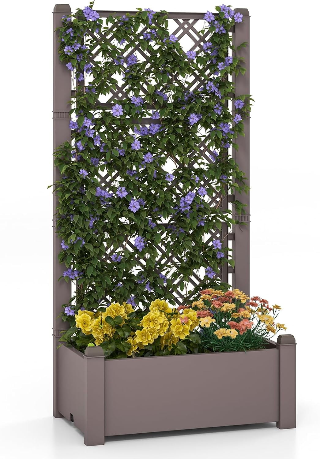 Giantex Raised Garden Bed with Trellis 59”, Self-Watering Planter Box ...