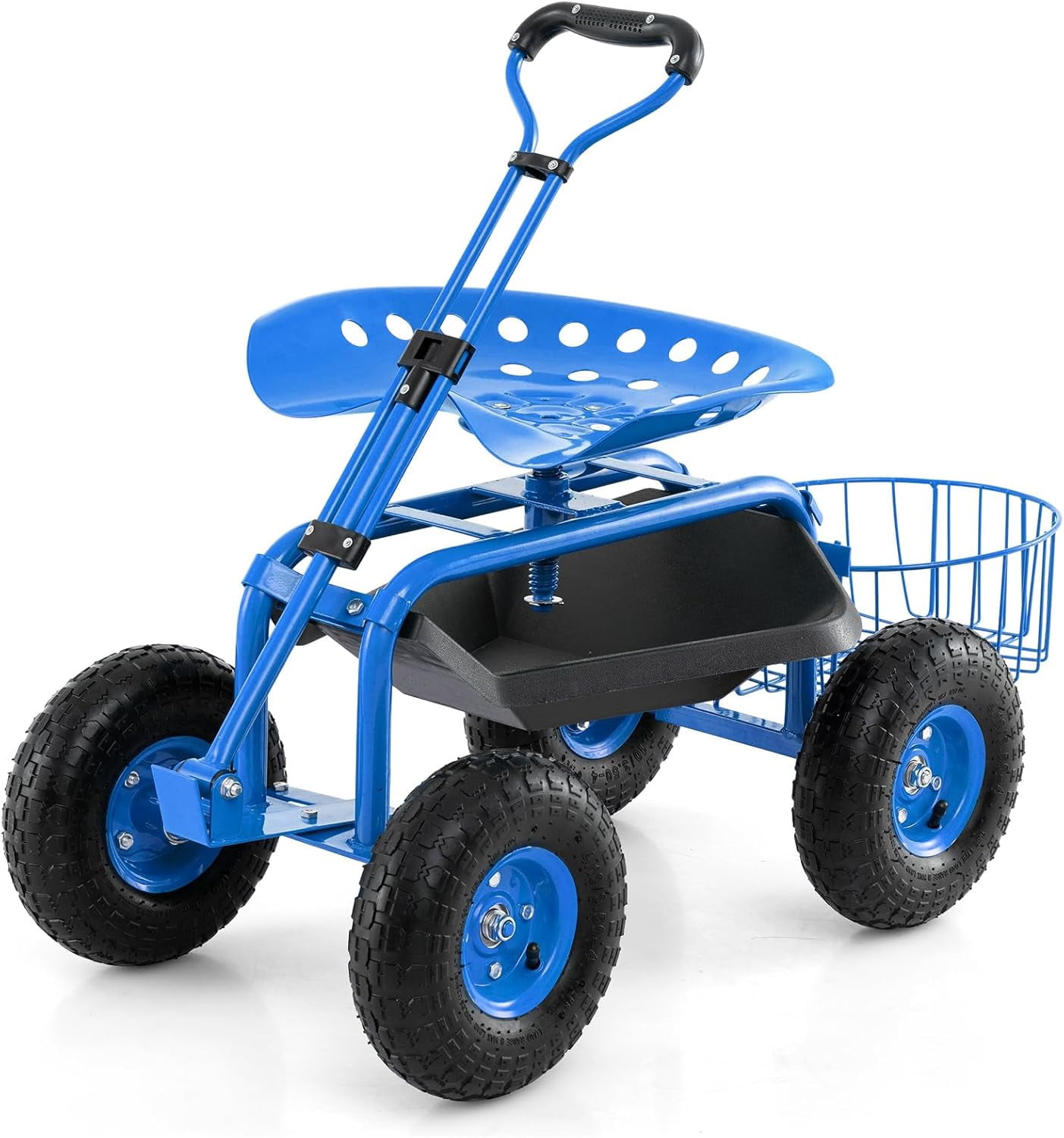 Giantex Rolling Garden Workseat with Wheels, 360 Degree Swivel ...