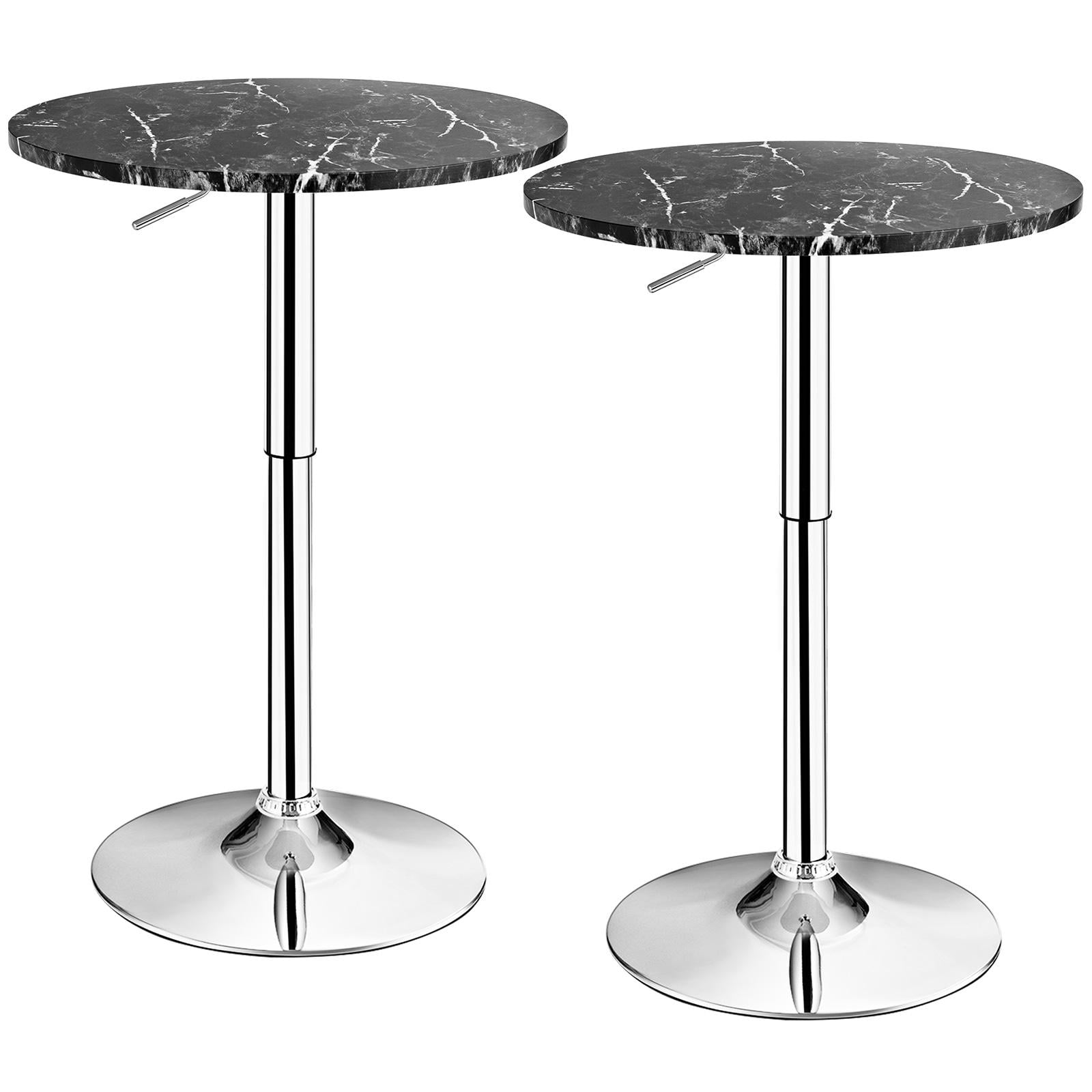 Giantex Round Bar & Pub Table, Height Adjustable Bistro Table w/Faux ...