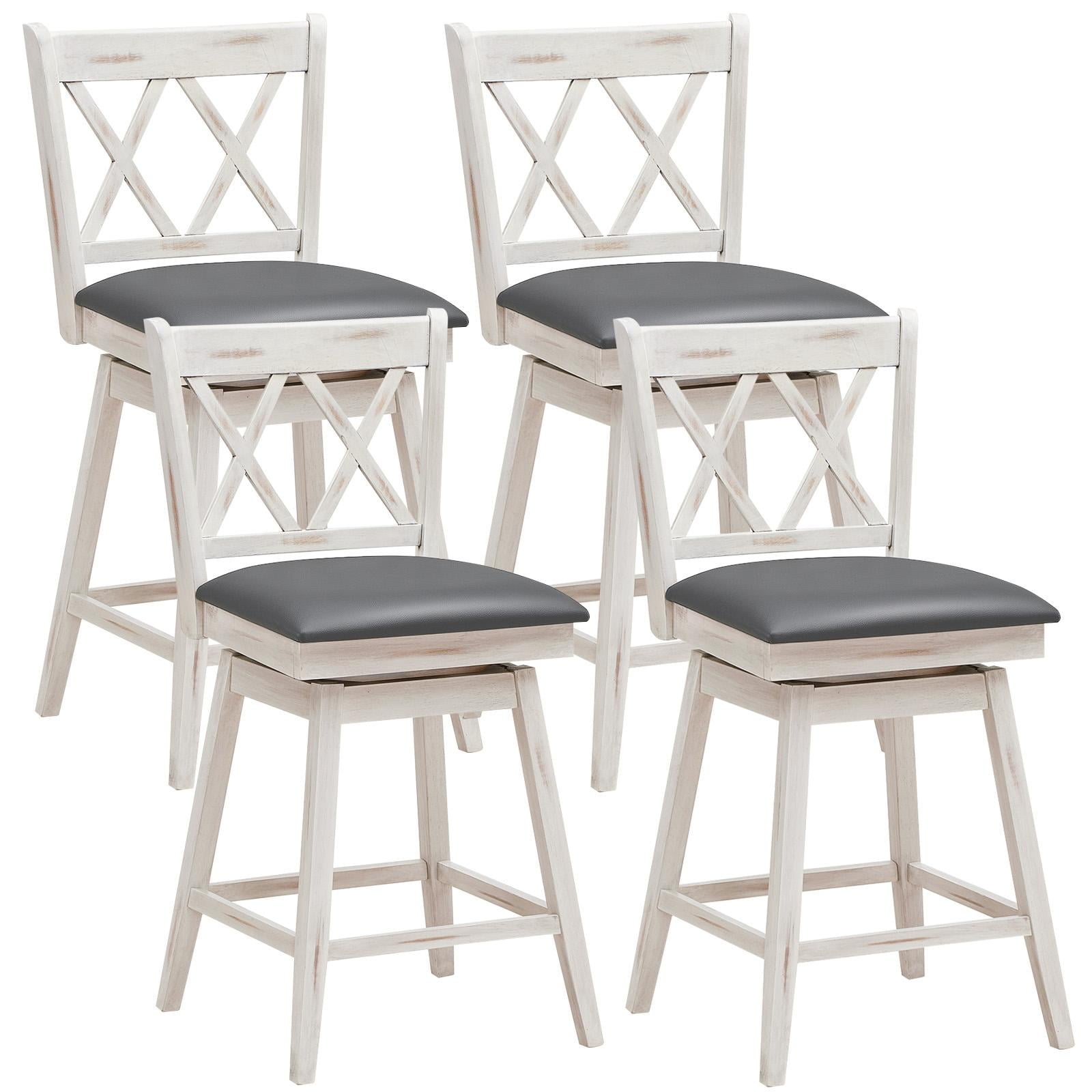 "Giantex 24"" Counter Height Bar Stools Set with Backs, 360° Swivel ...
