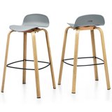 Giantex Set of 2 Barstools, 30”Modern Chairs w/Low Backrest, Footrest ...
