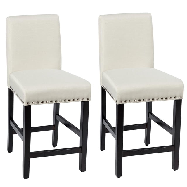 Giantex Set of 2 Dining Chairs, Upholstered Fabric Stool with High ...