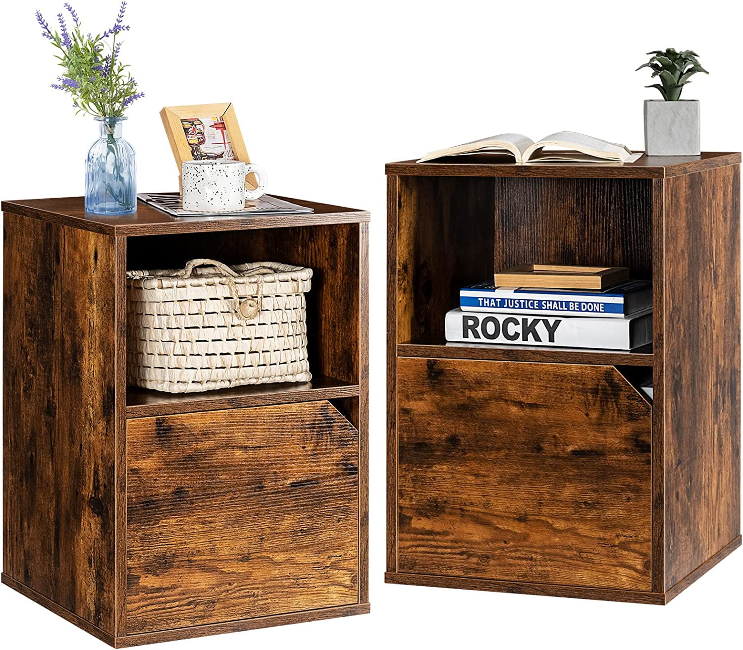 Giantex Set of 2 Nightstands, End Table Bedside Table w/Storage Cabinet ...