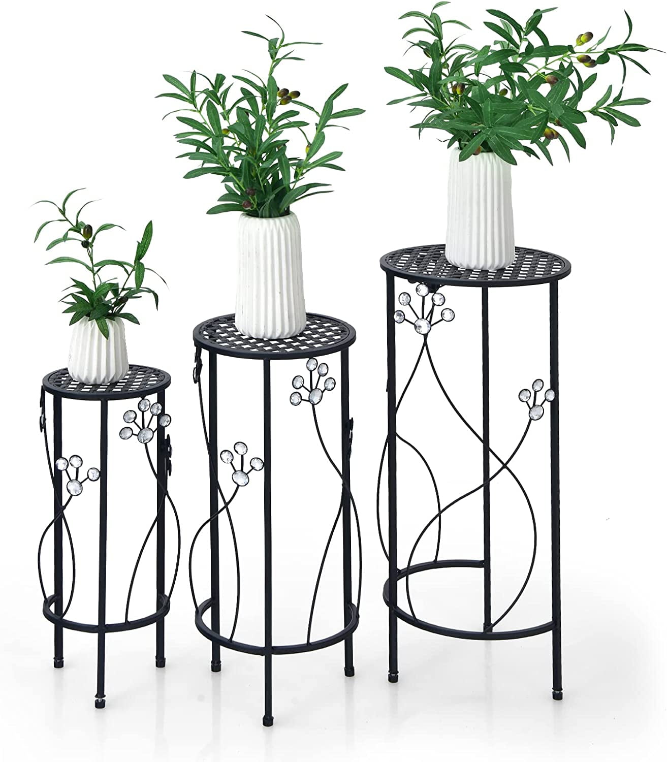 Giantex Set of 3 Metal Stand, 3 Pieces Flower Pots Display Rack with ...