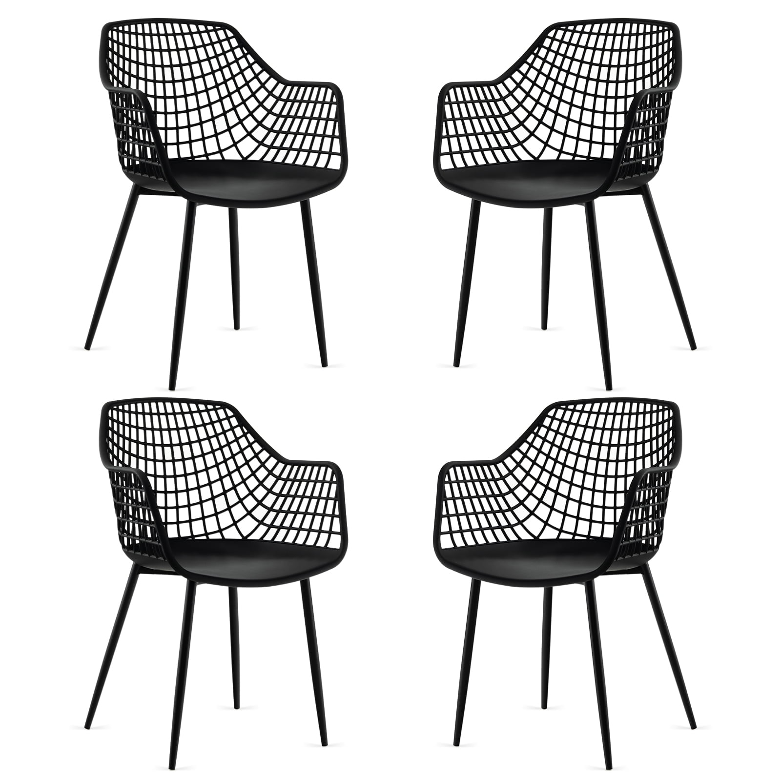 Giantex Set of 4 Dining Chairs, Plastic Kitchen Chair, Modern Accent ...